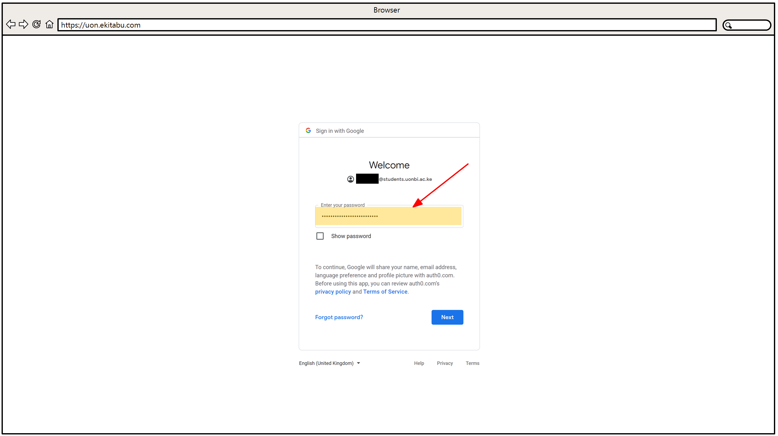 eKitabu cloud reader - Login using Single Sign-On